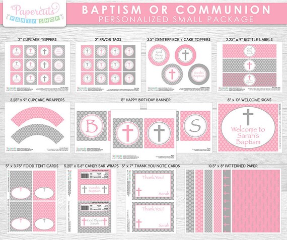 Baptism or First Holy Communion SMALL Party Package Pink