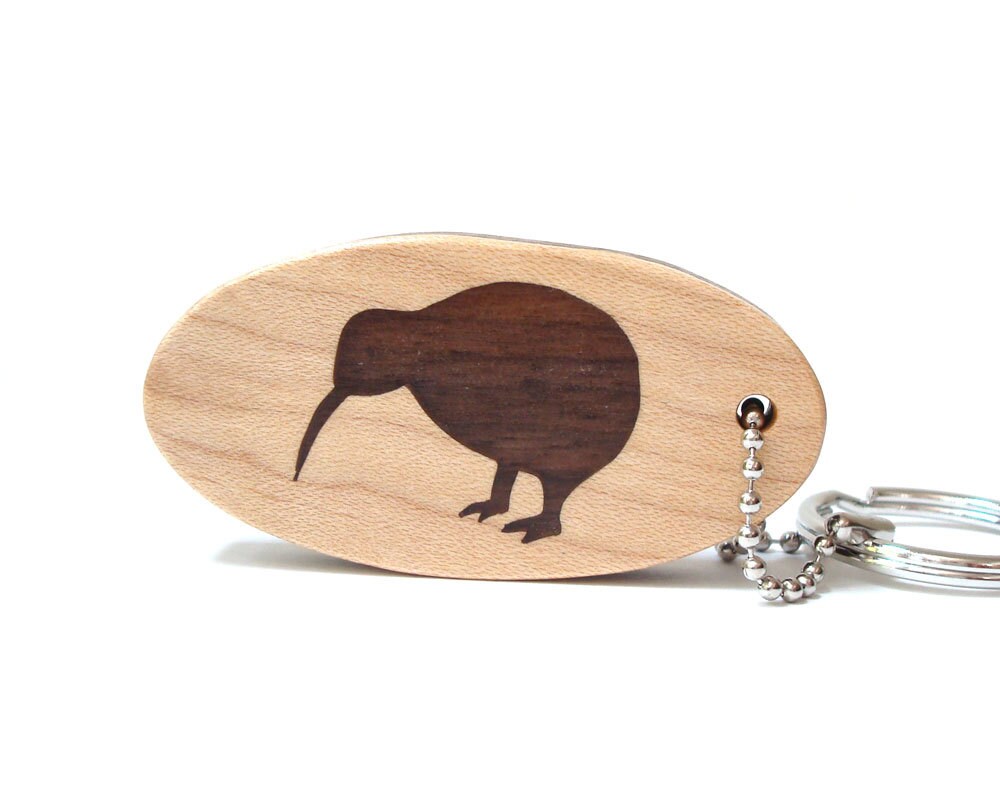 Wood Kiwi Key Chain New Zealand Icon Key Ring Kiwiana
