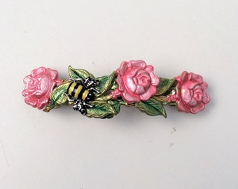 Double Rose barrette Pin up couture rockabilly hair