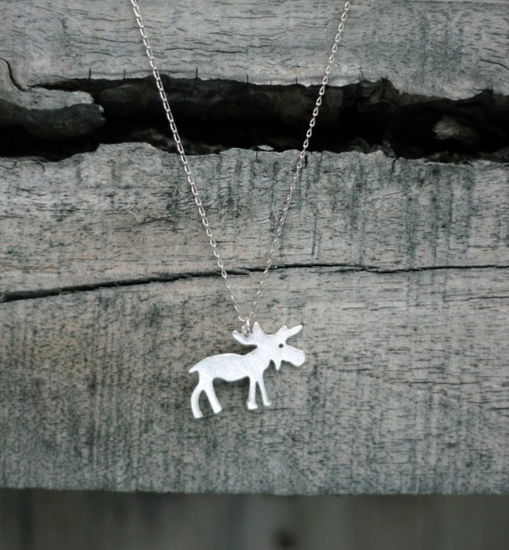 Silver Moose Necklace-Moose Jewelry-Silver Animal-Sterling