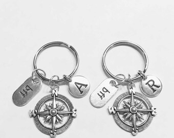 Nautical Compass Keychain Compass Rose Mariner's