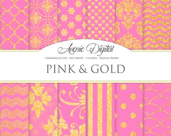 Purple and Gold Digital Paper. Scrapbook Backgrounds Lavender