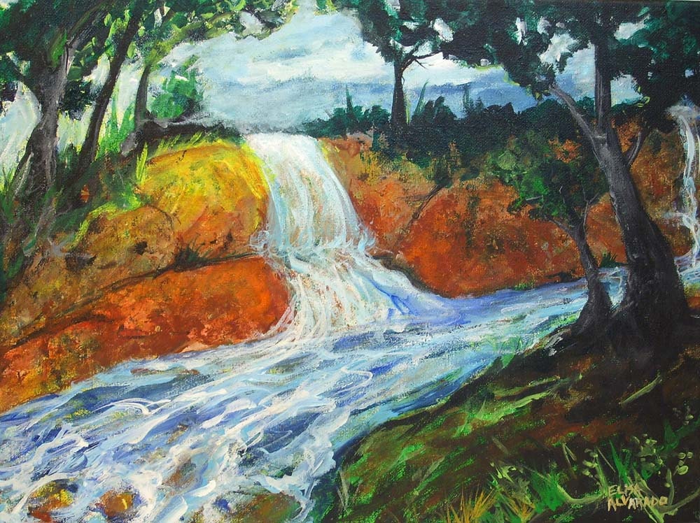 waterfall painting River Waterfall original acrylic painting