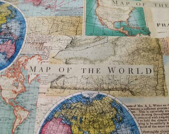 World map fabric | Etsy