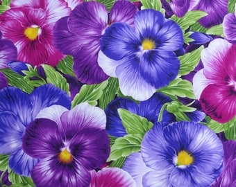 Pansies fabric | Etsy