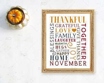 Fall Typography Word Art PRINTABLE / Fall Subway Art