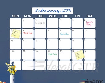 Weekly Calendar Vinyl Decal for Dry Erase board or frame 16 x