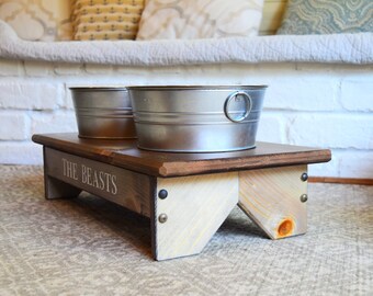 Rustic dog feeder | Etsy