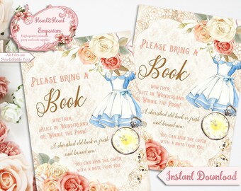 Bring a Book Insert Card Library Baby Shower Instant