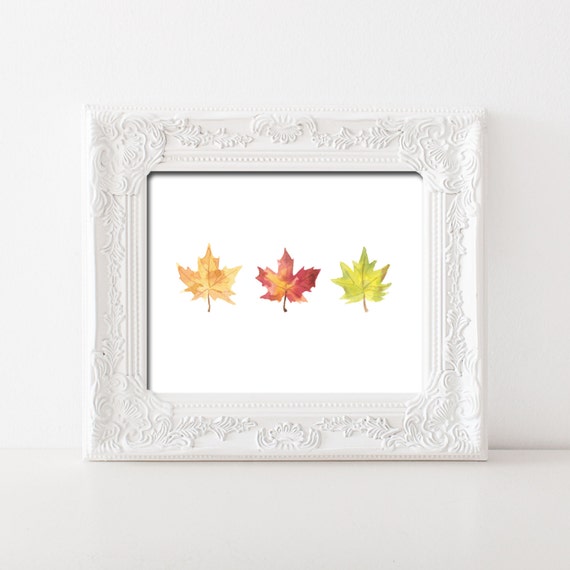 Watercolor Fall Leaves Printable Wall Art Fall Print Fall Leaf