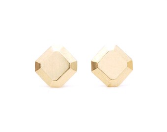 Faceted polygon stud earrings in sterling silver
