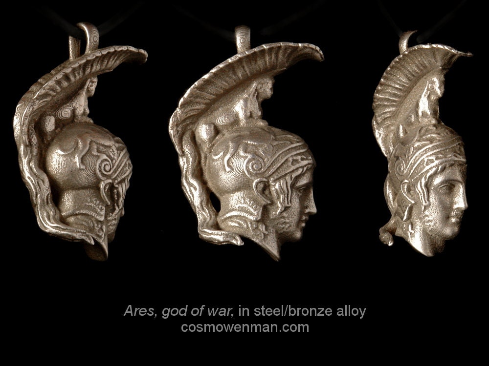 Ares god of war necklace pendant profile