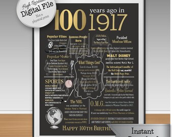 100th birthday facts | Etsy