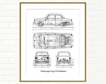 Volkswagen blueprint | Etsy