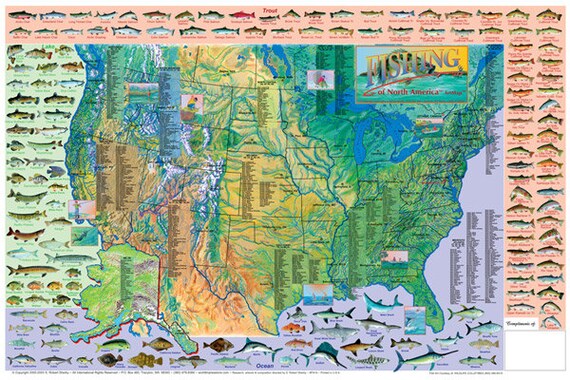Game Fish of North America Wall Map Poster