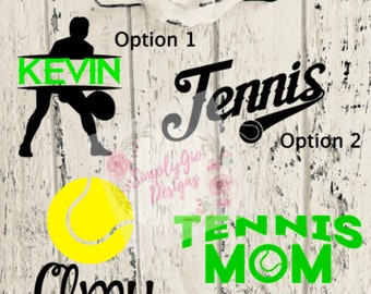 Tennis Ball & Racquet Icons Sports Decal Pattern Designs