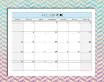EDITABLE Printable Calendar-Perpetual Calendar-Chevron