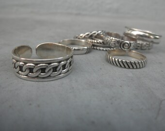 Set of 6 sterling silver cuff ring