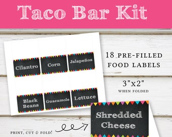 Taco bar food labels | Etsy
