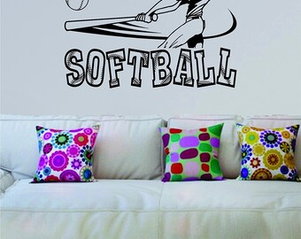 Softball wall decal | Etsy
