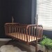 vintage wooden rocking jenny lind baby crib / spindle