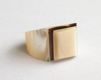 Carved shell ring | Etsy