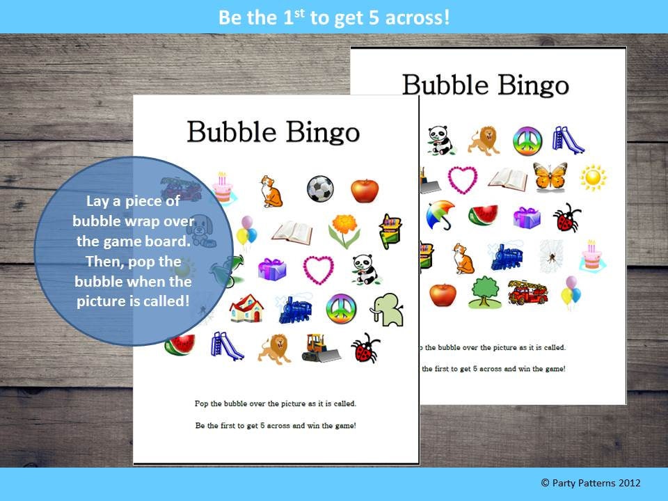 Bubble Wrap Bingo Printable Kids Birthday Party Game Download