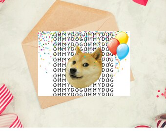 Doge birthday card | Etsy