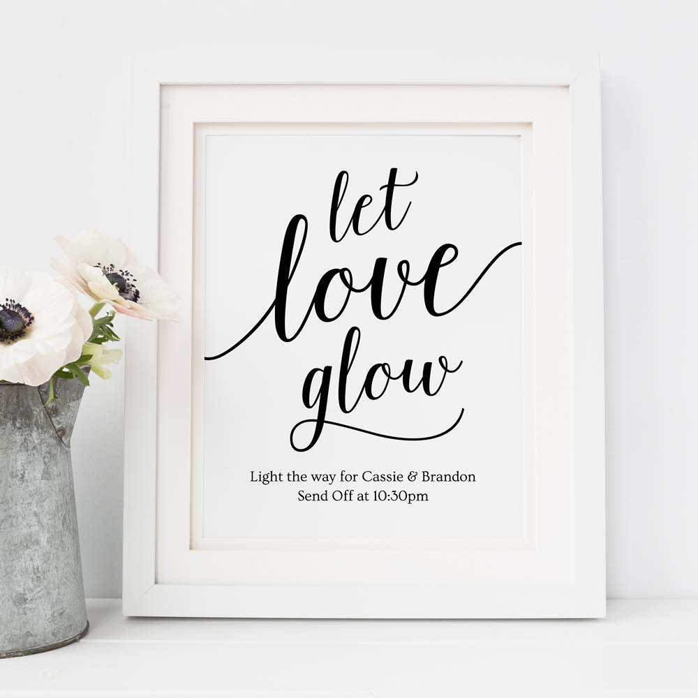 Printable Wedding Send Off Sign // Let Love Glow Sign Send