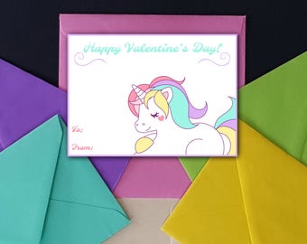 Rainbow Unicorn Valentines Printable DIY Instant Download
