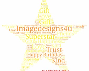 Star word art | Etsy