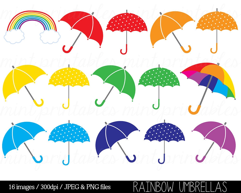 Umbrella Clipart Clip Art Rainbow Umbrellas Bright Colors