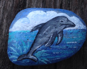 Dolphin painted rock | Etsy