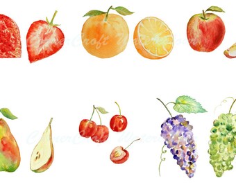 Fruits Clipart Clip Art Set Apple Orange Strawberry
