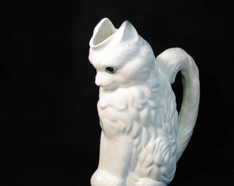 White ceramic cat | Etsy