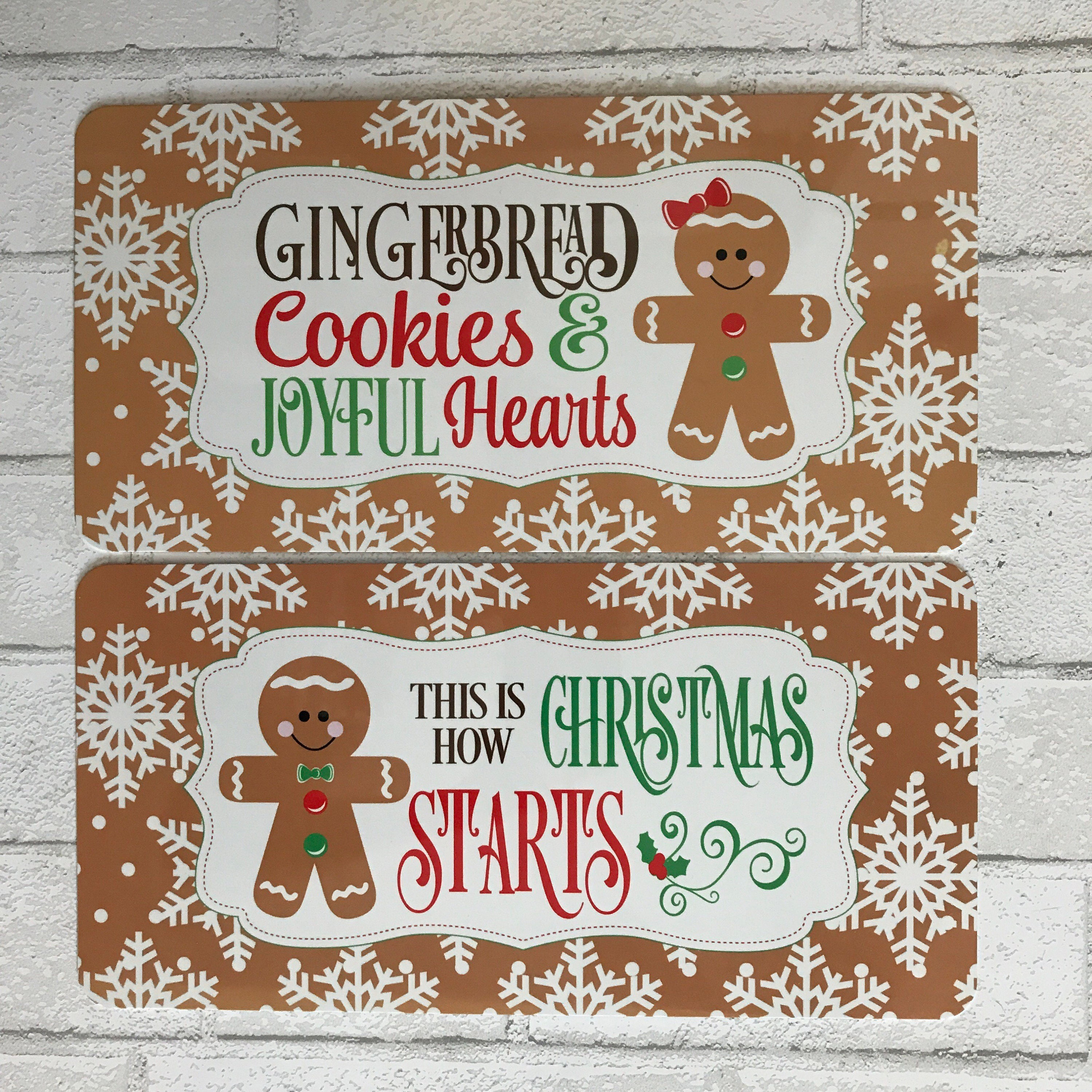 Christmas Sign Red and Green Gingerbread Sign Wreath Sign