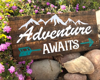 Adventure awaits sign | Etsy