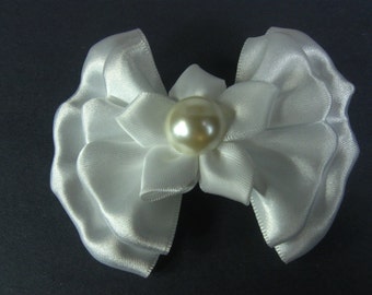 White satin hair bow | Etsy