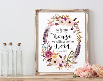 Printable Bible Verse As for me and my house print Joshua