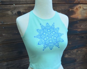 Hamsa Hand Crop Top Sacred Geometry Crop Top Yoga Crop Top