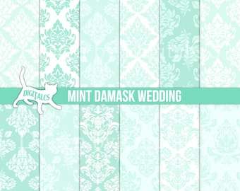Mint damask | Etsy