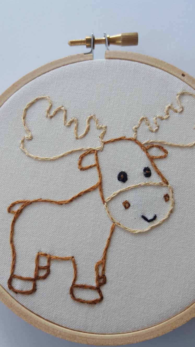 Moose Embroidery Ornament Embroidery Hoop Art Woodland