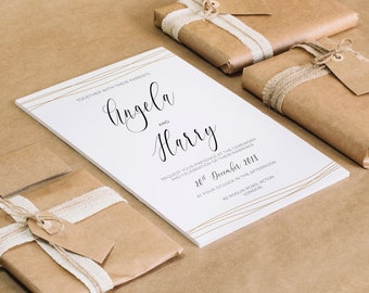 50 Cream Postcard Wedding Invitations. Textured card.