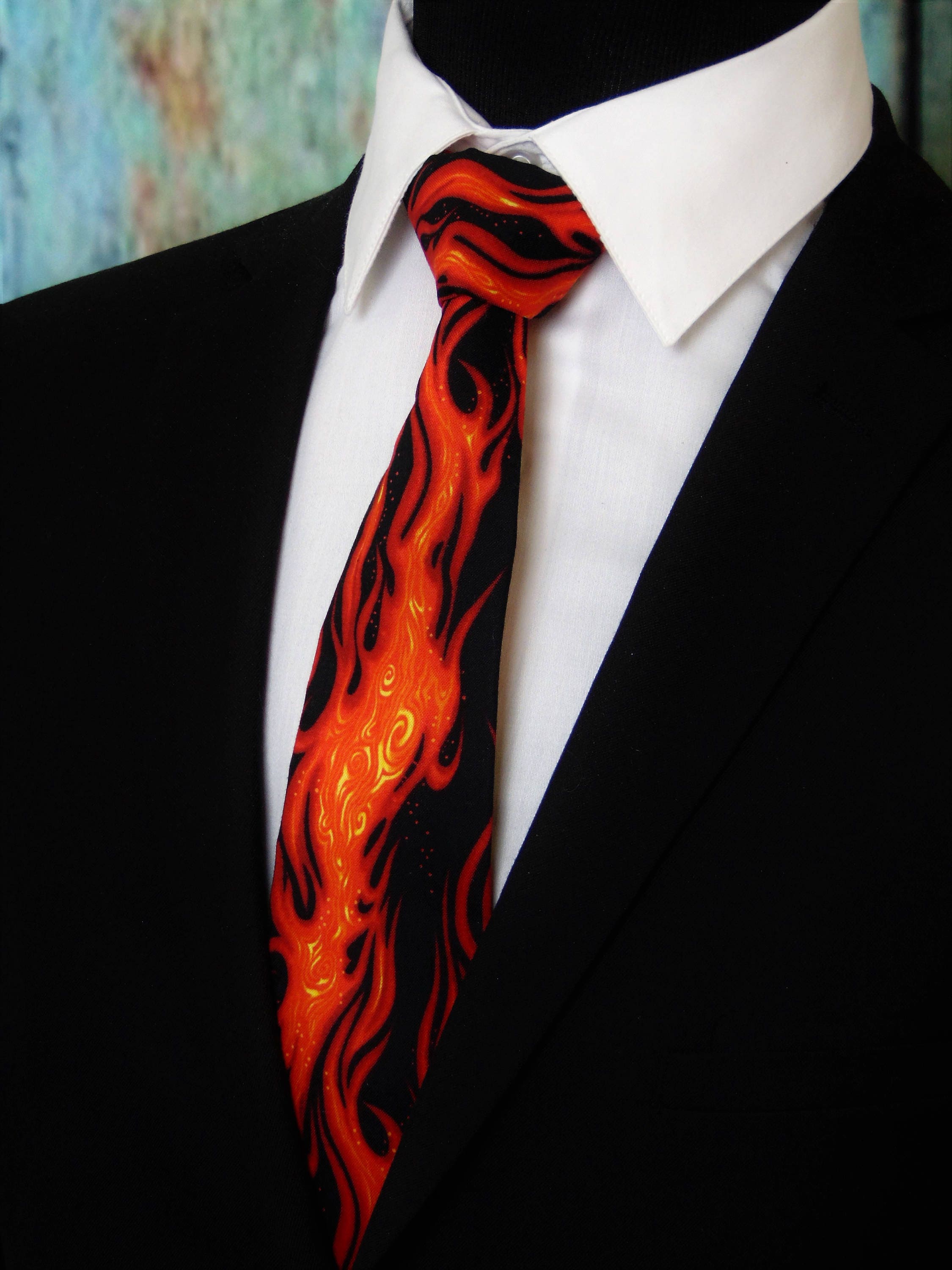 Flame Tie – Mens Flaming Fire Necktie also Available as a Skinny Tie.