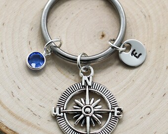 Compass keychain | Etsy
