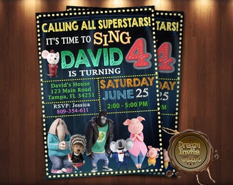 Sing Invitation Sing Birthday Invite Sing Movie Invitation