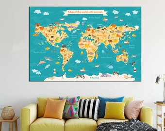 Kids world map | Etsy