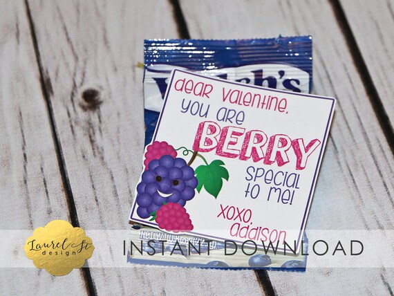 Valentine Printable You are BERRY SPECIAL to me Instant