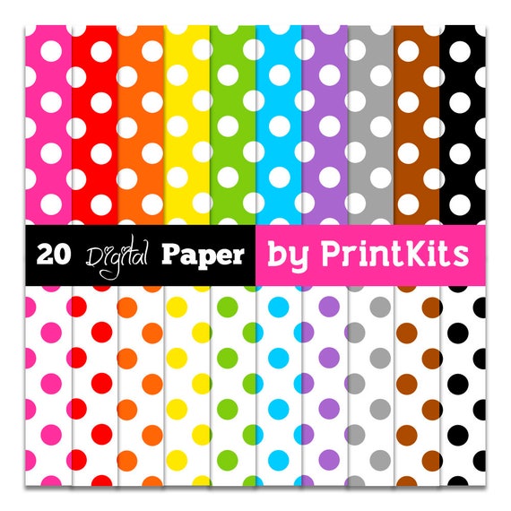 Items similar to Big Polka Dot Digital Paper Printable Polka Dot Paper ...