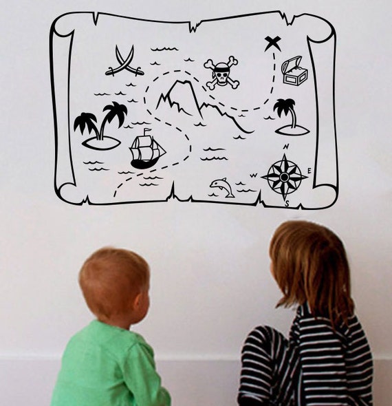 Pirate Treasure Map Wall Decals - Fun for a Pirate Themed Room